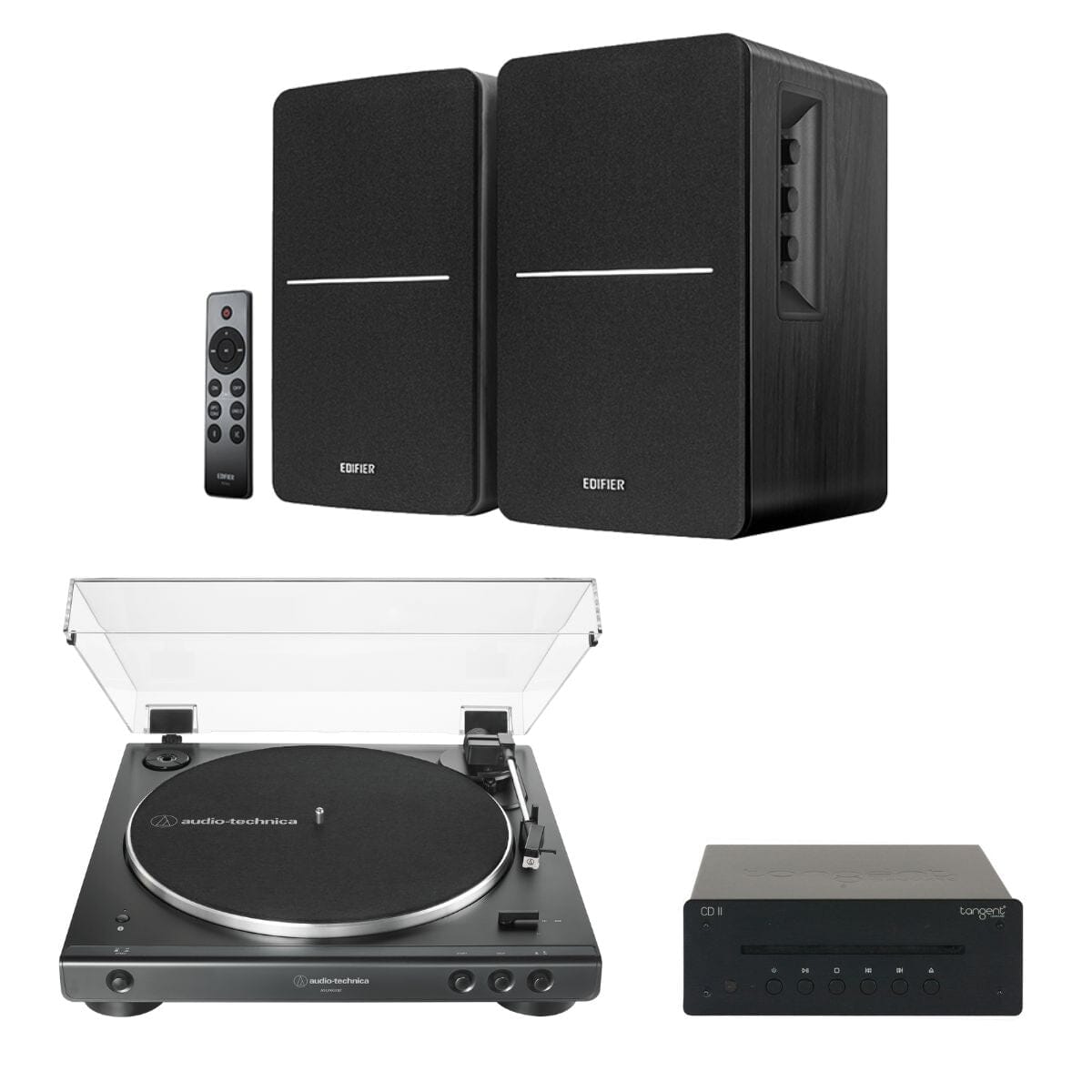 Audio-Technica LP60XBT + Edifier R1280DBs + Tangent CD II Turntable, S ...