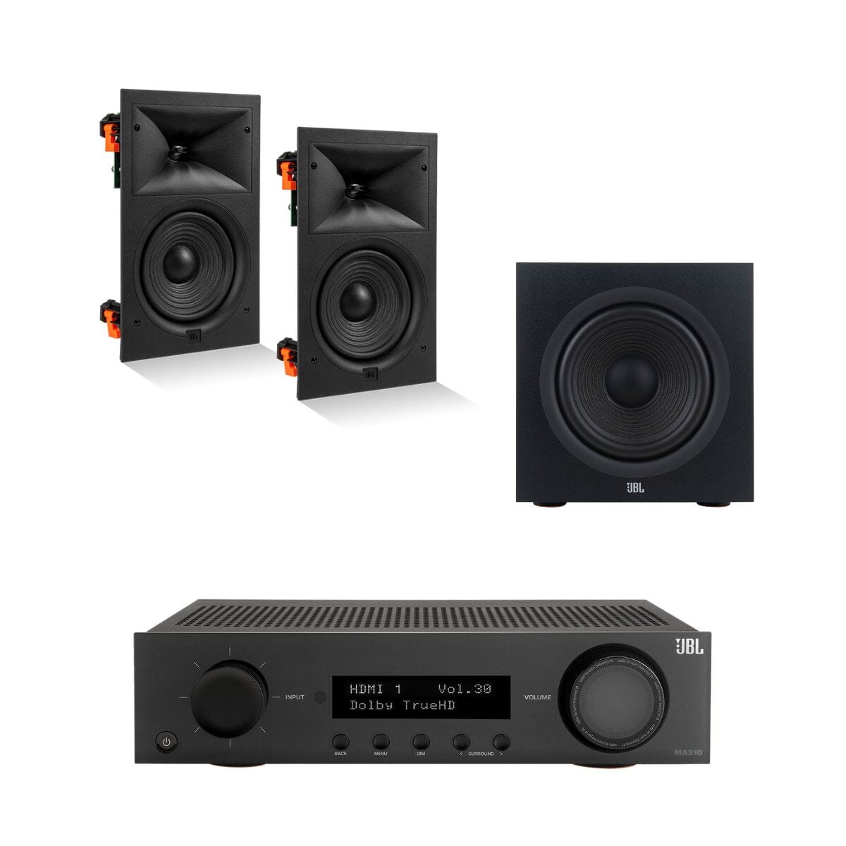 JBL MA310 + Stage 260W 2.1 6.5" In Wall Surround Sound System with 10 ...