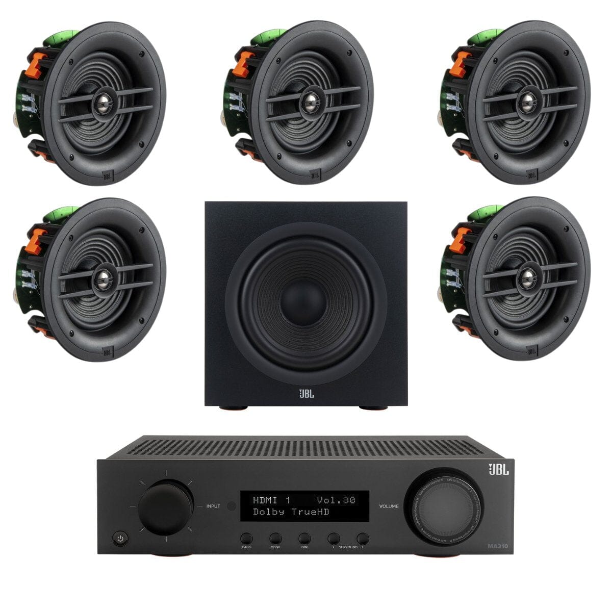 JBL MA310 + Stage 280C 5.1 8" In Ceiling Surround Sound System with 12 ...
