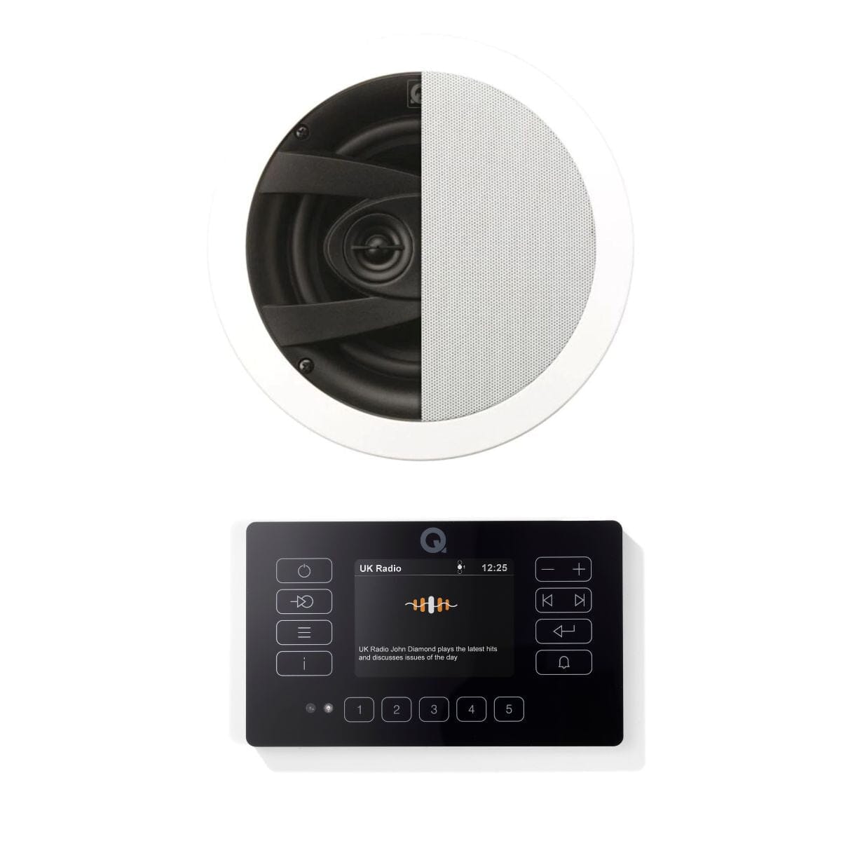 Q Acoustics E120 Bathroom Bluetooth Ceiling Speaker System with DAB Ra ...